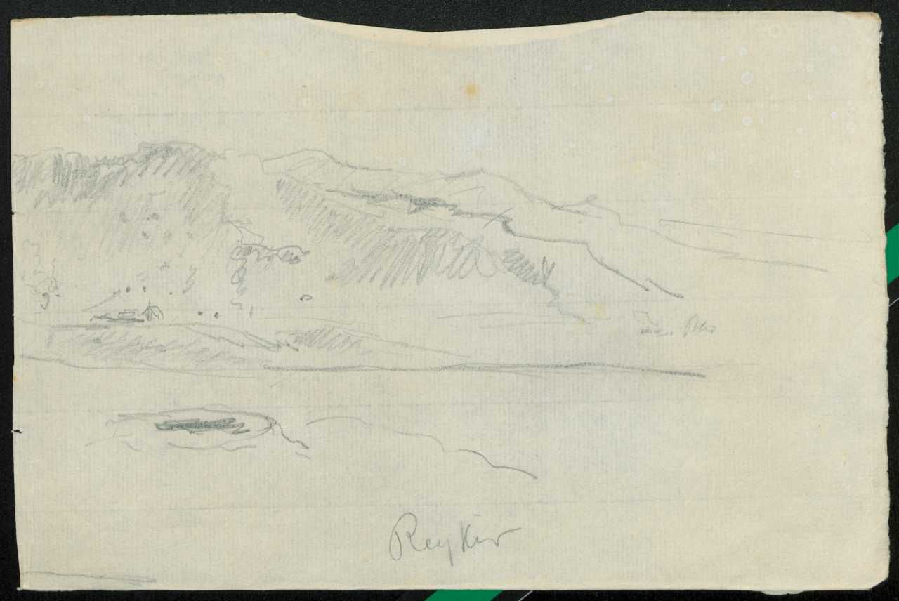 Skitse af Reykir á Skeidum, Island - Nationalmuseets Samlinger Online