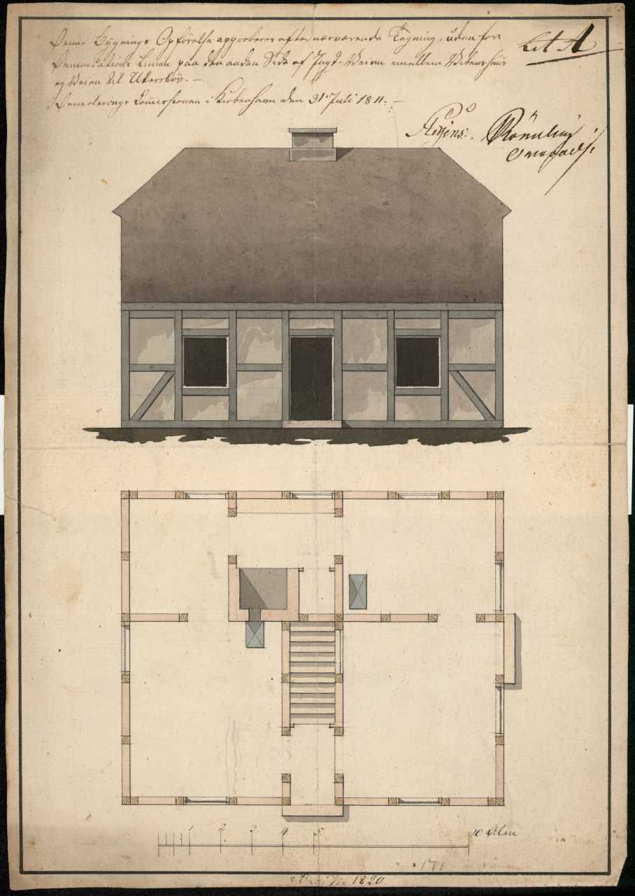 Bindingsværkshus. Approberet 1811. Opstalt og plan - Nationalmuseets ...
