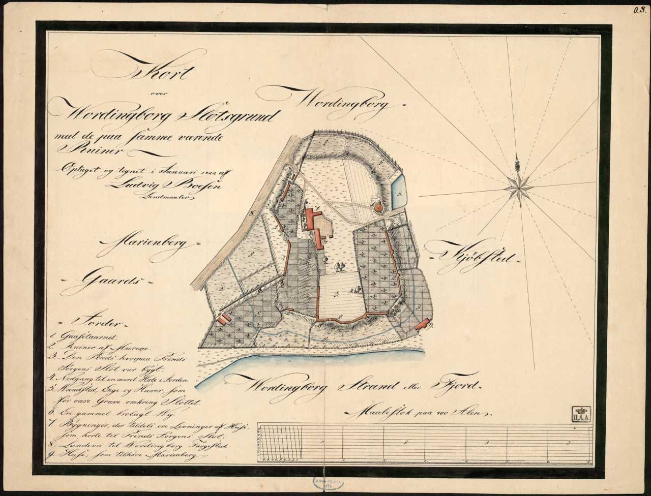 Vordingborg Slot. Plan af slotsgrunden - Nationalmuseets Samlinger Online