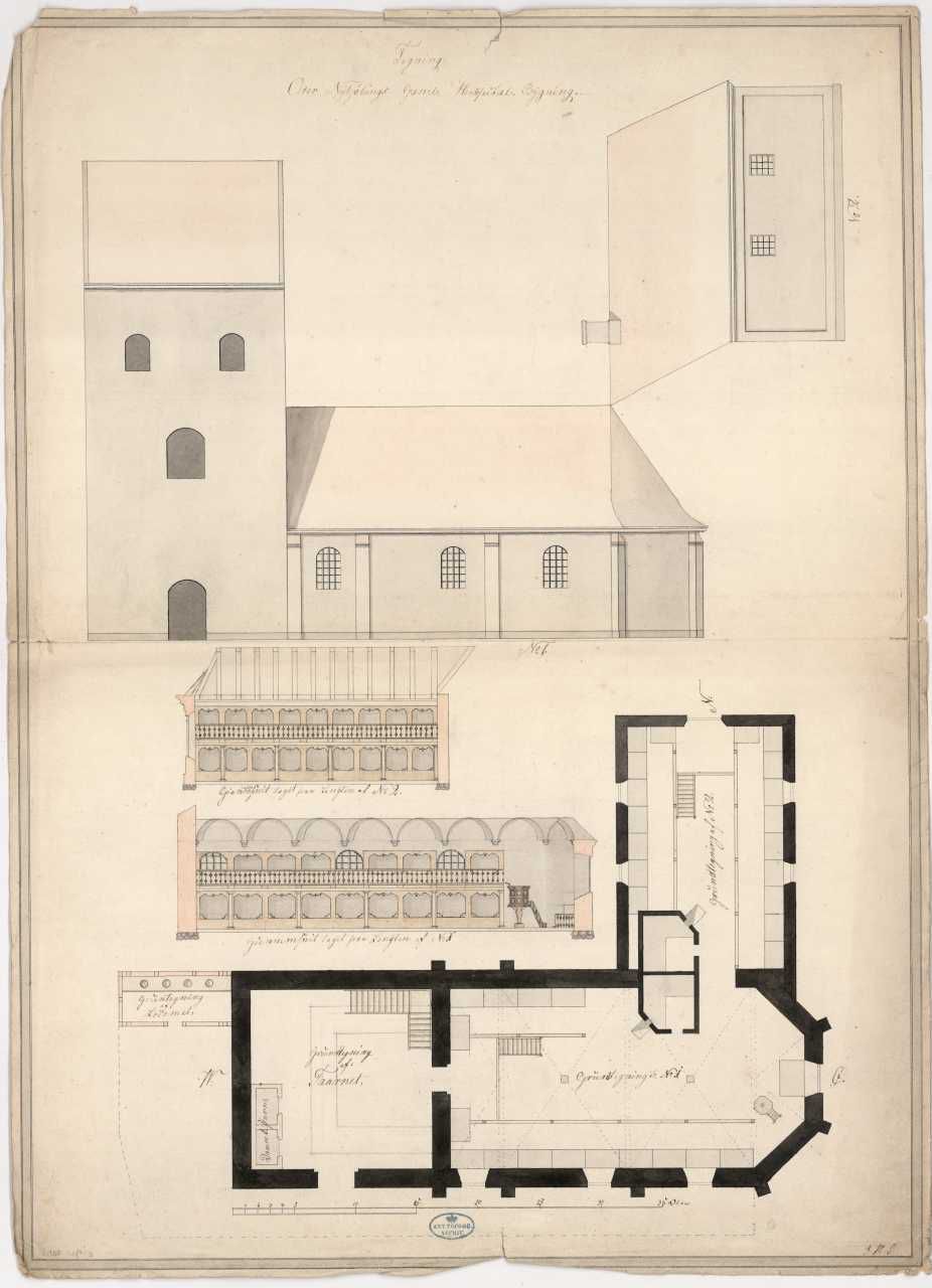 Hospital. Plan, snit og opstalt - Nationalmuseets Samlinger Online