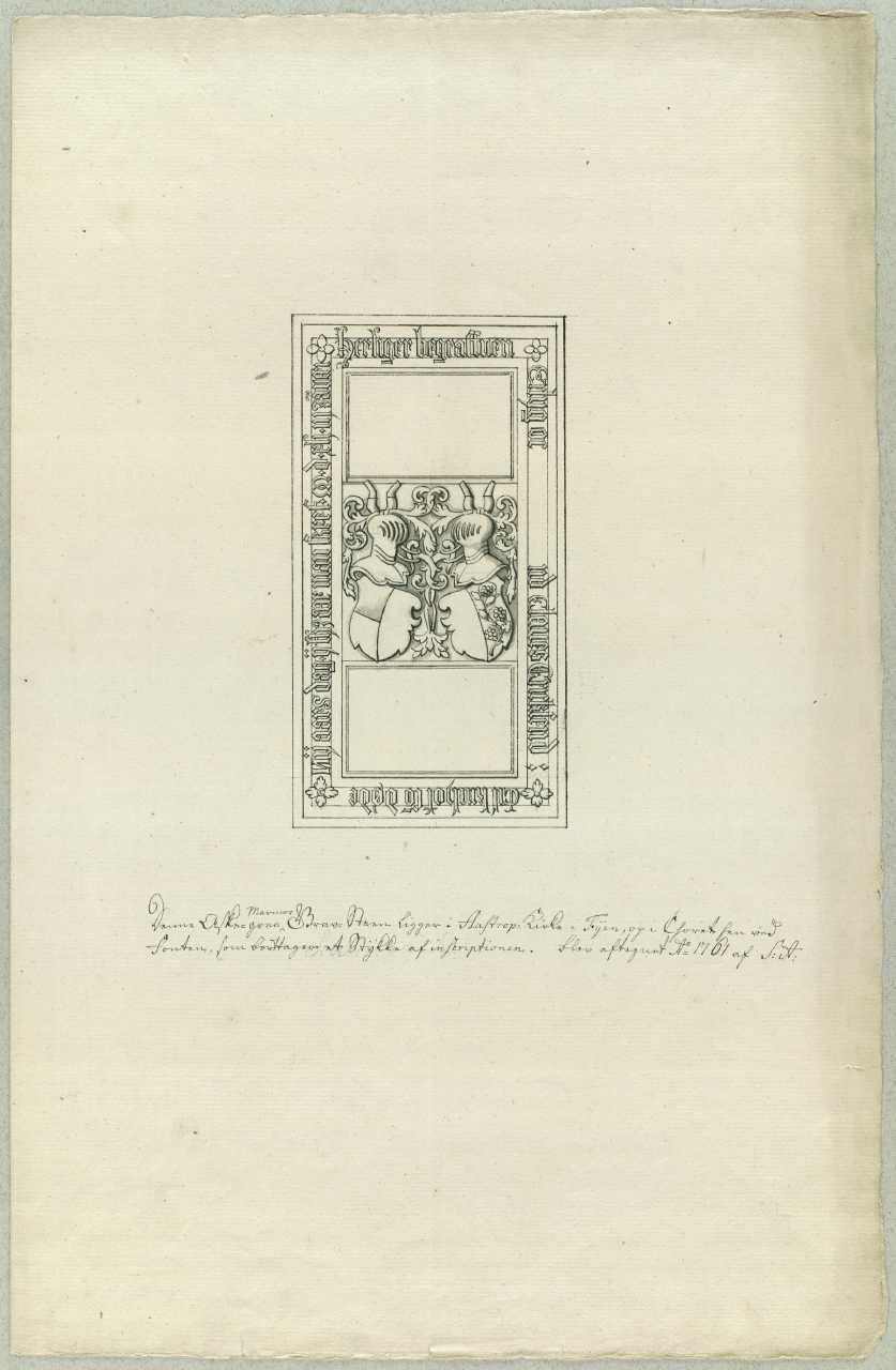 Tegning af gravsten nr. 2, Åstrup kirke - Nationalmuseets Samlinger Online