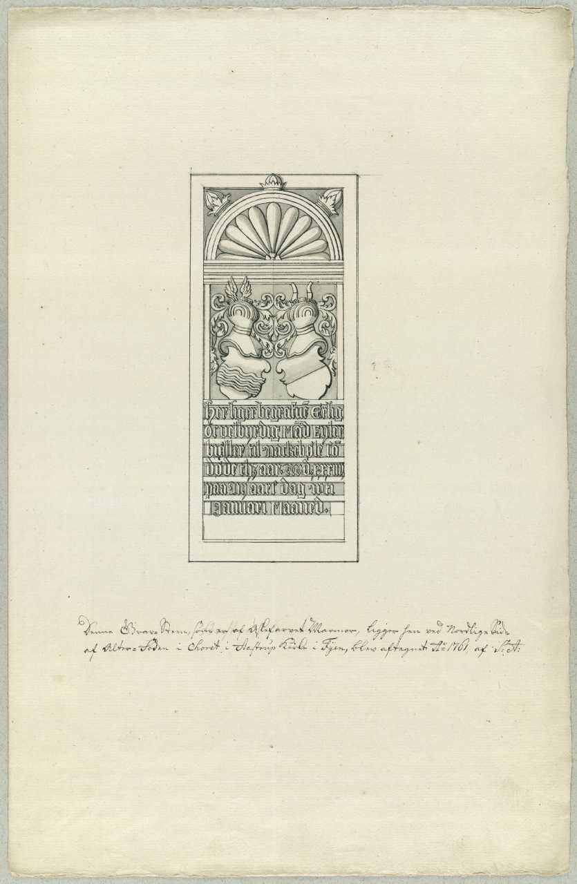 Tegning af gravsten nr. 1, Åstrup kirke - Nationalmuseets Samlinger Online
