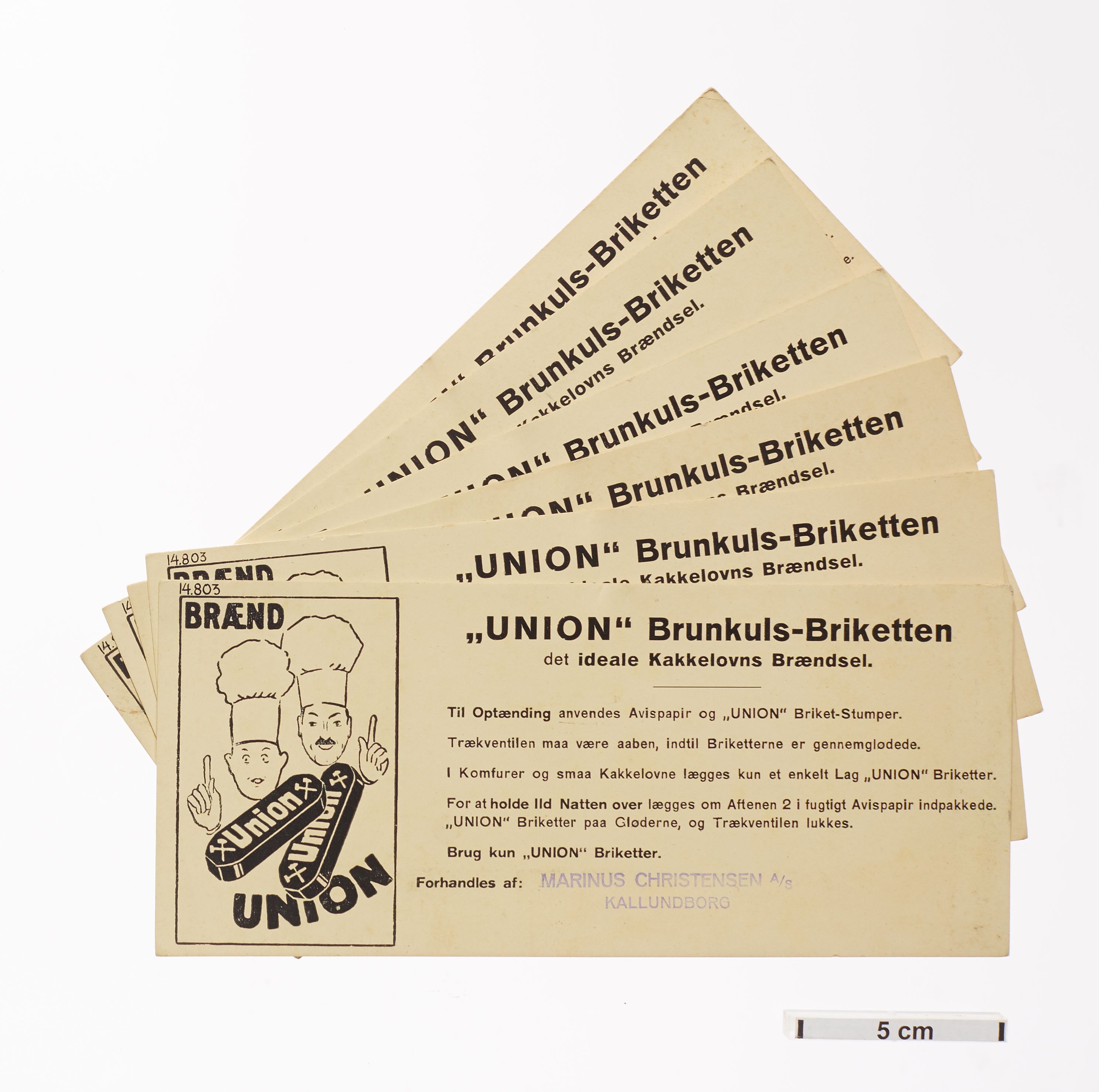 6 stk. trækpapir (reklame for brunkulsbriketter) - Nationalmuseets ...